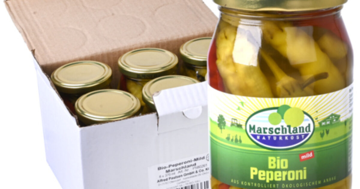 6 potten Marschland Bio Peperoni 370ml | Online Supermarkt | Butlon